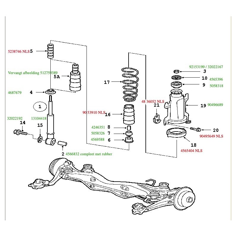 Bushing, Shock absorber mount Rear axle upper, SAAB 9-5